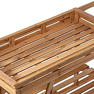 Vintiquewise Large Wooden 3 Tier Rolling Table Cart with 2 Wheels for Home Decor Modern Wagon with Shelves for Display Rack, Coffee Station, Food Stand, Beverage Bar, and Tea Stall