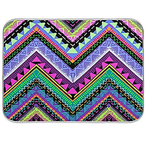 Christmas Ethnic Texture Dish Drying Mat 16"x18" Absorbent Machine Washable Hanging Fast Dry Pad Dish Protective Mat for Kitchen Countertop Heat Resistant Dinner Table Mat