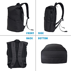 COTS Travel Laptop Backpack, Business Backpack for Men & Women Water Resistant Roll Top College School Casual Daypack Fit 15.6" Notebook (Black)