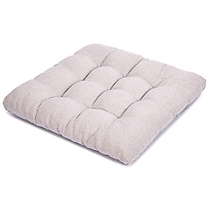 POMIU Outdoor Chair Cushions for Patio and Garden Furniture, Chair Pads Set Premium Comfortable Thick Fiber Fill Tufted Seat Floor Cover (2 Pack, 19" x 19", Silver)