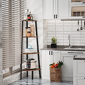 Bennio Brenny Corner Shelf, 4-Tier Ladder Bookshelf, Metal Frame Storage Rack, Shelving Unit, Plant Stand for Living Room, Home Office, Kitchen