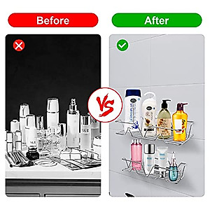 CGBE Shower Caddy, Shower Shelves With Soap Dish Holder Adhesive Hooks, Rust Free Shower Organizer Shower Rack Shampoo Holder Wall Mount For Bathroom Kitchen Storage (5 Packs)