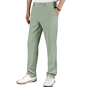 Bakery Men's Golf Pants Stretch Tech Performance Slim Fit Flat Front Golf Pant Pea Green 30W
