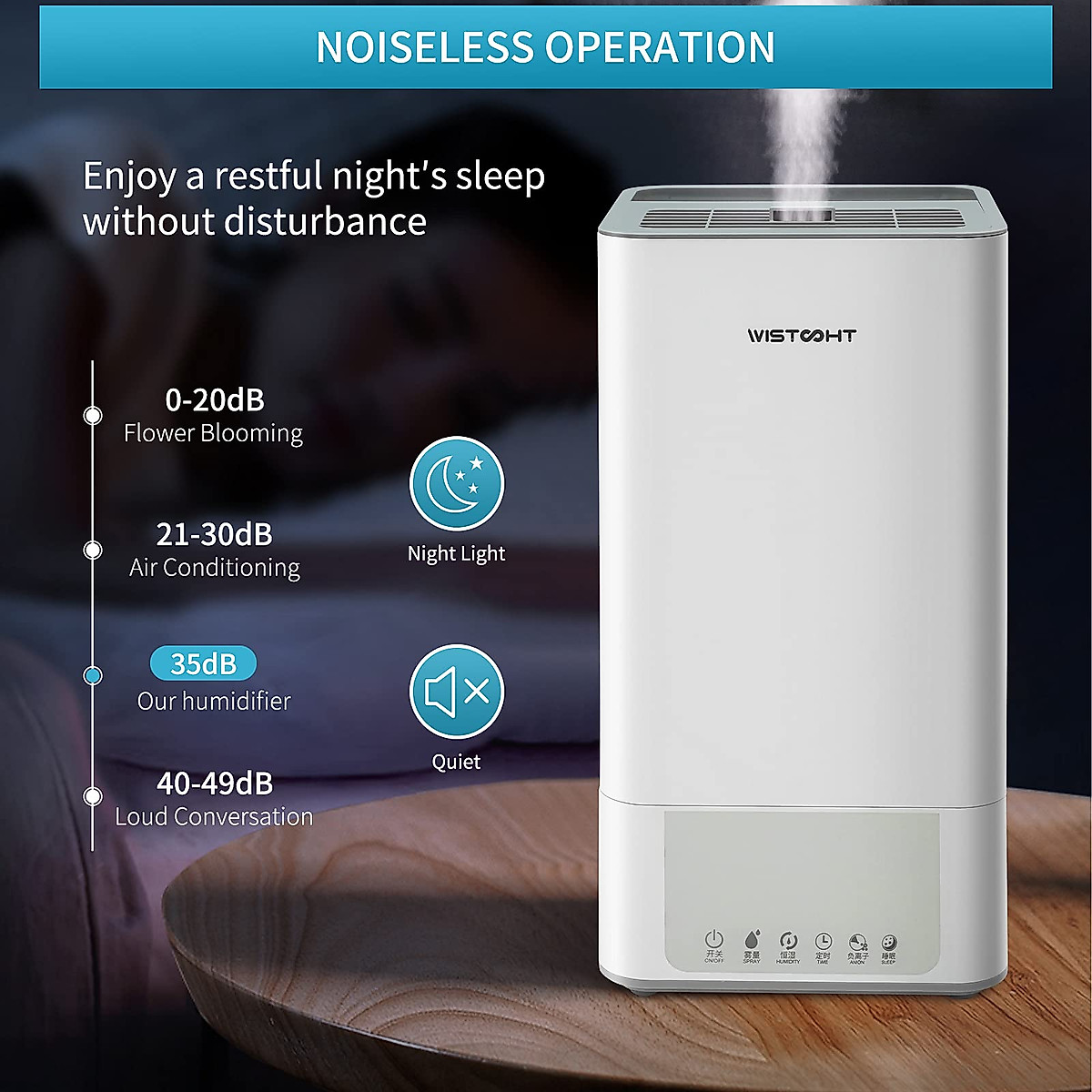 Wistopht Top Fill Humidifiers for Bedroom, 6L Ultrasonic Humidifiers for Large Room, Cool Mist Humidifier for Bedroom&Office, Quiet Anion Humidifier with Adjustable Mist Output,LED Touch Display