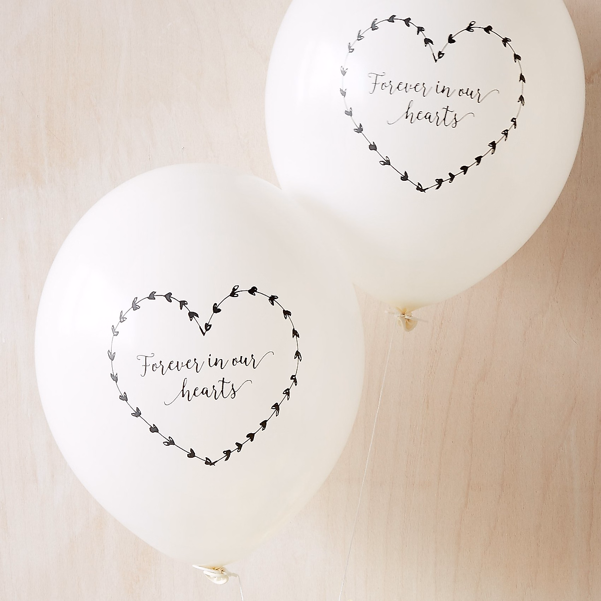 ANGEL & DOVE 25 White 'Forever In Our Hearts' Biodegradable Funeral Remembrance Balloons - for Memory Table, Memorial, Condolence, Celebration of Life