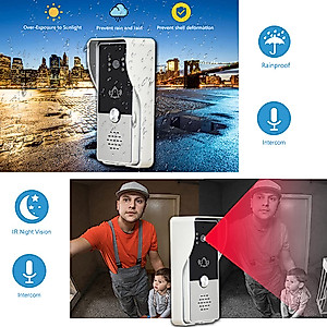 Video Doorbell Intercom System, 7" Monitor Video Door Phone Kits, Wired Video Door Entry System, IR Night Vision Door Camera, Unlock, Dual-Way Intercom Outdoor Indoor for Home Villa (Black)