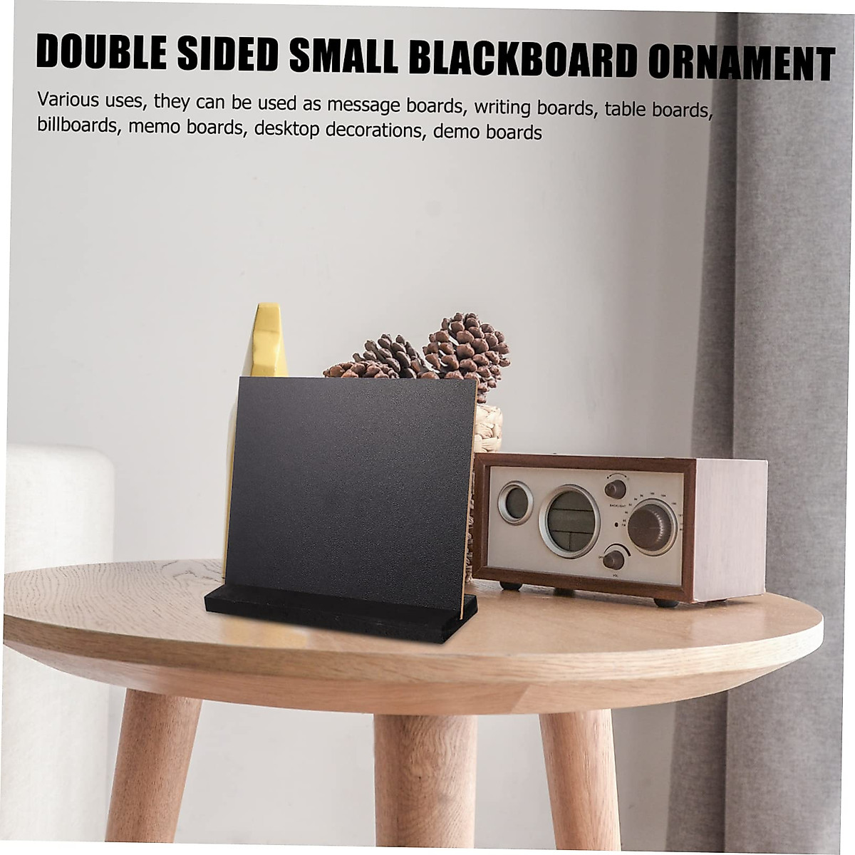 NUOBESTY 2 Sets Blackboard Wooden Writing Boards Mini Chalkboards Signs Black Chalkboard Sign Small Message Chalkboard Sign Stand up Wooden Sign Wooden Black Boards bar Counter Dining Table