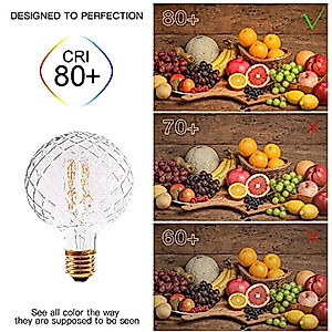 Vintage LED Edison Bulb G30 4W Dimmable LED Filament Bulb Globe Pineapple Shaped Light Bulb 2300K Warm White E26 400LM Equivalent 40W Incandescent (Clear, 6 Pack)