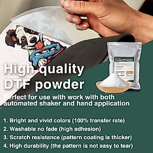 TJ-OCEAN DTF Powder Film Kit for Sublimation & DTF Printer,23Pcs Sensor recognition Stickers,17.6OZ White Digital Hot Melt Adhesive Powder&10 Direct to Film Iron-on Transfer Paper for all Color Fabric