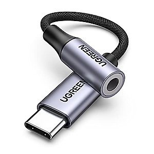 UGREEN USB C to 3.5mm Audio Adapter Type C to Headphone Aux Jack Dongle 24bit/96kHz HiFi DAC Braided Cable Cord Compatible with iPad Pro Air Mini, Galaxy S23 Ultra S22 S21 S20, Pixel 7 Pro, Grey