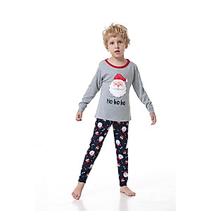 MyFav Christmas Pajamas Set Matching Family PJ's Santa Claus Printed Sleepwear for Boys and Girls, Santa Claus, 14Y