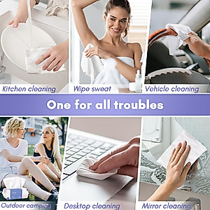 PoeticEHome Cotton Tissue Dry Wipes - Extra Thick Biodegradable Facial Cleansing Towel Disposable Wash Cloth for Makeup Cleaning 4 PACK