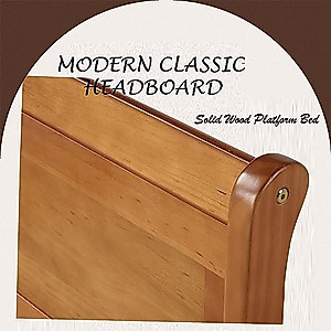 Full Size Wood Platform Bed Frame with Headboard and Footboard, Modern Classic Platform Bed with Wood Slats Support & Under Bed Storage for Bedroom Girls, No Box Springs Needed (Full, Oak)