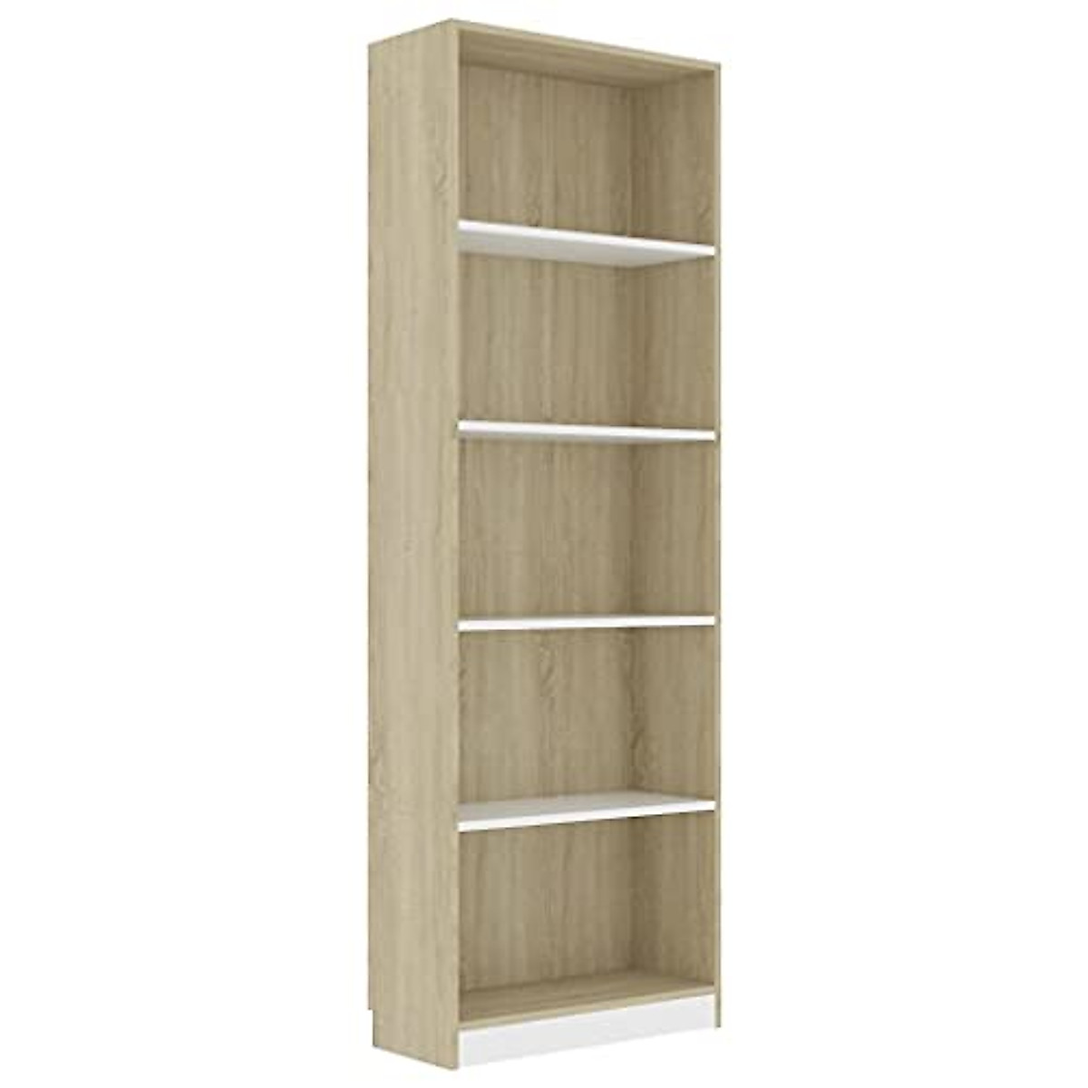 Modern Style,5-Tier Bookshelf,bookcase,Storage Shelf,Display Rack,shelving unit,for Living Room,Bedroom,Dining room,Kitchen,Study,Hallway,Bathroom,White and Sonoma Oak 23.6"x9.4"x68.9" Chipboard