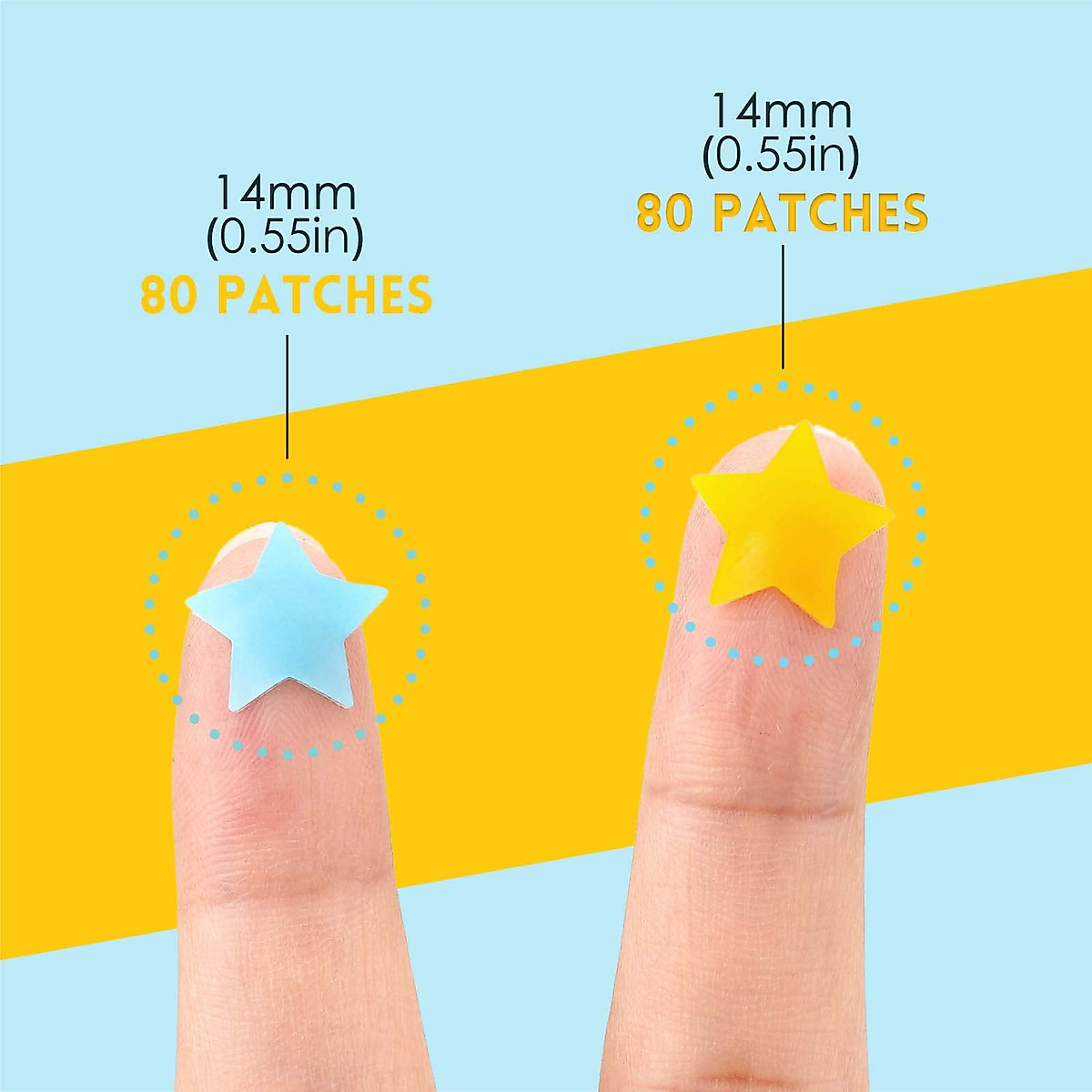 BAGLAK Star Shape Pimple Patch/Stickers To Cover Facial Blemishes -160 Patches - Yellow & Blue, Hydrocolloid Spot Dots