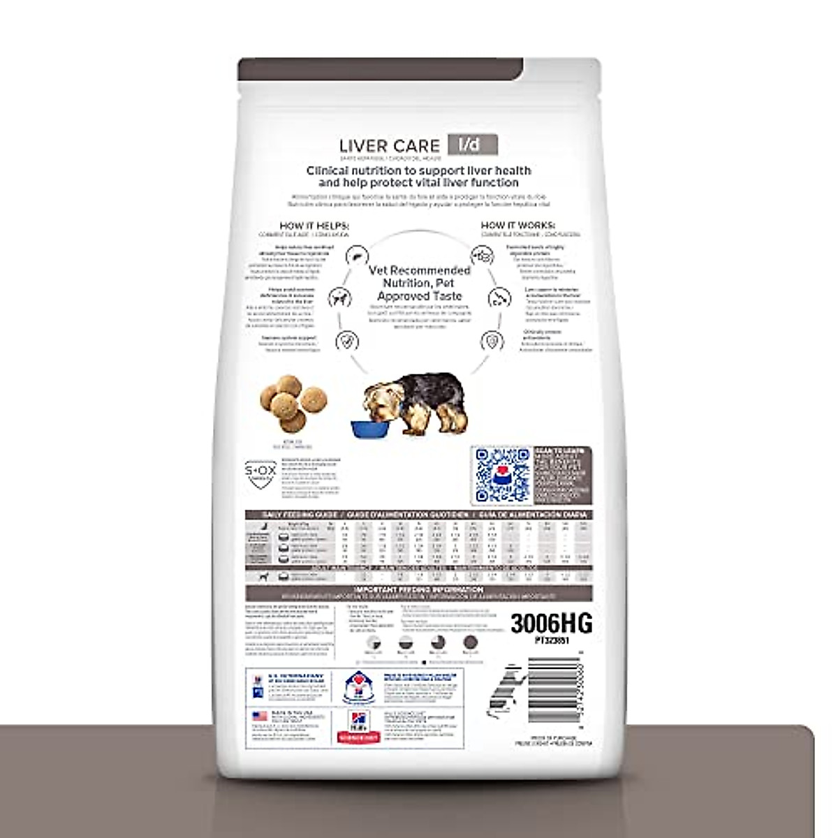 Hill's Prescription Diet l/d Liver Care Chicken Flavor Dry Dog Food, Veterinary Diet, 17.6 lb. Bag, White