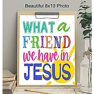 Religious Wall Decor - God Wall Decor - Christian Wall Art for Boys or Girls Room Decor, Kids Bedroom, Sunday School, Church - Catholic Gifts - Bible Verse Wall Art - Scripture Wall Decor Picture