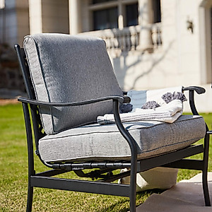 PatioFestival 2 PC Outdoor Padded Conversation Set,Patio Furniture Sets Modern Bistro Cushioned Rocking Sofa Chairs with 5.1 Inch Thick Seat Cushions,Grey