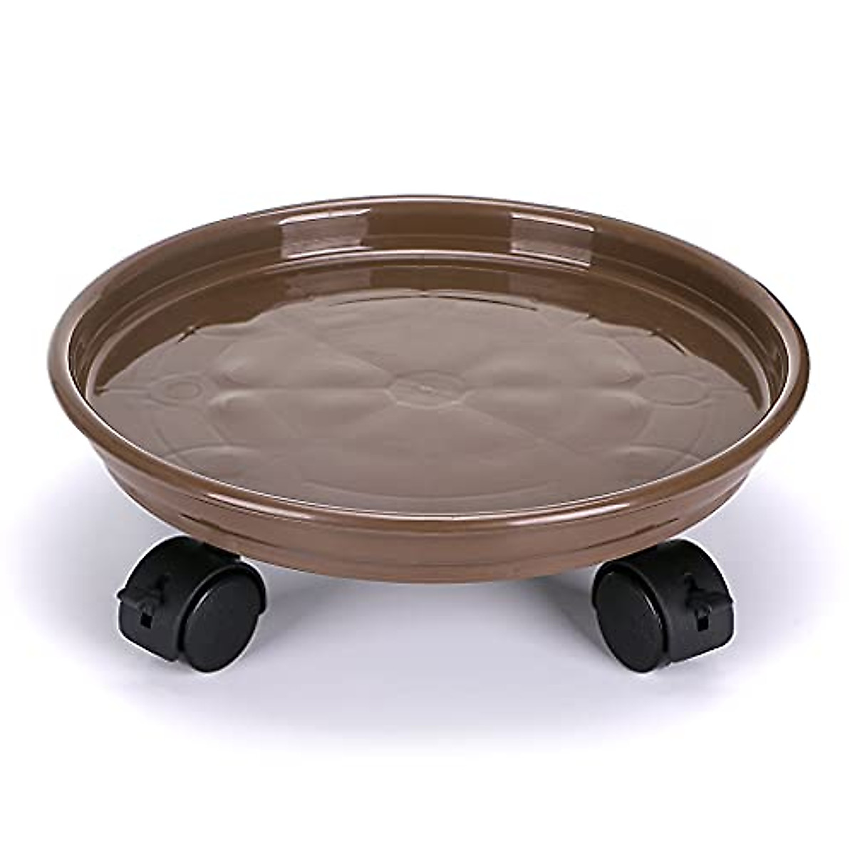 Skelang 4-Pack Plant Caddy 11.8 Inches, Plant Pallet with Brake Wheels, Plant Stand Roller for Indoor and Outdoor Heavy Duty Planter, Load Capacity 125 Lbs (Coffee)