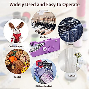 Handheld Sewing Machine, 22 Pcs Mini Portable Cordless Sewing Machine, Household Quick Repairing Tool with Conventional Kit, for Fabric Cloth Handicrafts Home Travel Use (Purple)