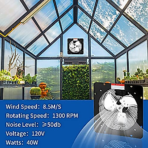 iPower 12 Inch Exhaust Fan Aluminum, High Speed 1300RPM, 1-Pack, Silver (HIFANXVENTIL12), Black