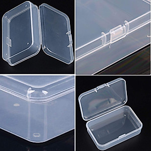 ODOOKON 30pcs Rectangle Mini Clear Plastic Storage Containers Box Case with lid for Small Items, Bead, Jewelry, and Other Craft Projects (M: 3.3 * 2.1 * 0.9inch)