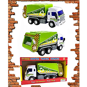 Big Daddy Medium Duty Friction Powered Garbage Truck (Dustbin Lorry) with Easy Collect Spin Flaps & Dump Lever When Full