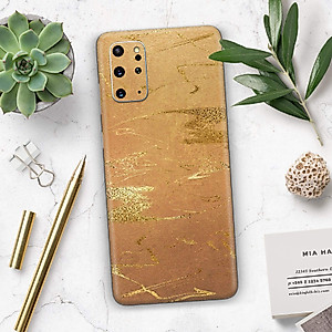 DesignSkinz Molten Gold Digital Foil Swirl V8 Protective Vinyl Decal Wrap Skin Cover Compatible with The Samsung Galaxy S20 (Screen Trim & Back Glass Skin)