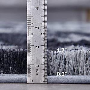 TABAYON Shag Area Rug, 5x7 Ft Tie-Dyed Dark Grey Upgrade Anti-Skid Durable Rectangular Cozy , High Pile Soft Throw Rug for Nursery Room Living Room