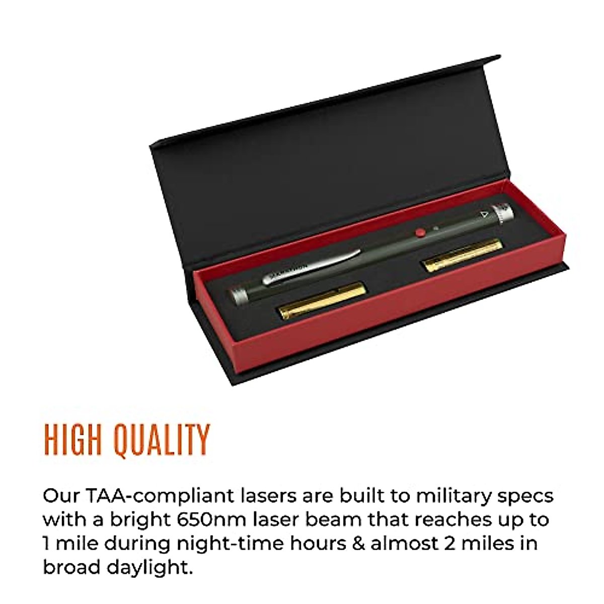 Marathon Multi Symbol Laser Pointer, Red - 1 Mile Night-time Range & Visible in Broad Daylight - 4 Custom Pointers - TAA Compliant - Two AAA Batteries Included