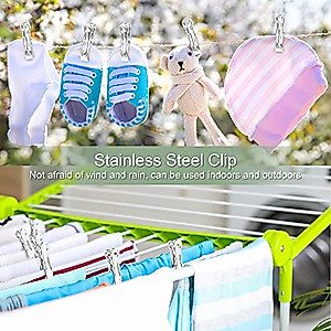 40PCS Stainless Steel Clothes Pins - Beach Towel Clips to Keep Your Towels, Clothes, Blanket from Blowing Away or Sliding Down, Heavy Duty Metal Clips for Greenhouse Netting