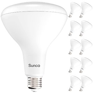 Sunco Lighting - 10 Pack BR40 Light Bulbs, LED Indoor Flood Light, Dimmable, CRI94 5000K Daylight, 100W Equivalent 17W, 1400 Lumens, E26 Base, Indoor Home Recessed Can Lights, High Lumens - UL