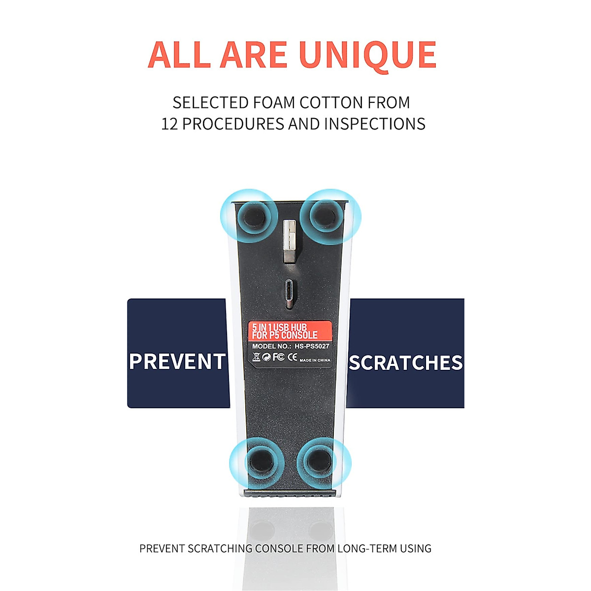 PS5 USB Hub 5 Ports USB Extender, USB High Speed Expansion Hub Charger USB Extender Compatible with Playstation 5 Game Console Accessories PS5 Converter Fast Transmission Multi-port Hub Distributor