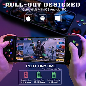 Megadream Mobile Game Controller Gamepad for iPhone iOS Android PC: Works with iPhone 16/15/14/13/12/11, iPad, Samsung Galaxy, TCL, Tablet, Call of Duty, Minecraft - Directly Play (Green)