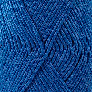100% Cotton Yarn for Knitting and Crocheting, 3 or Light, DK, Worsted Weight, Drops Muskat, 1.8 oz 109 Yards per Ball (15 Royal Blue)