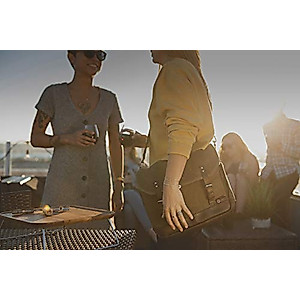 LEGACY - a Picnic Time Brand Adventure Wine Tote Glasses and Mini Table, 2 Bottle Picnic Bag, (Khaki Green with Brown Accents)