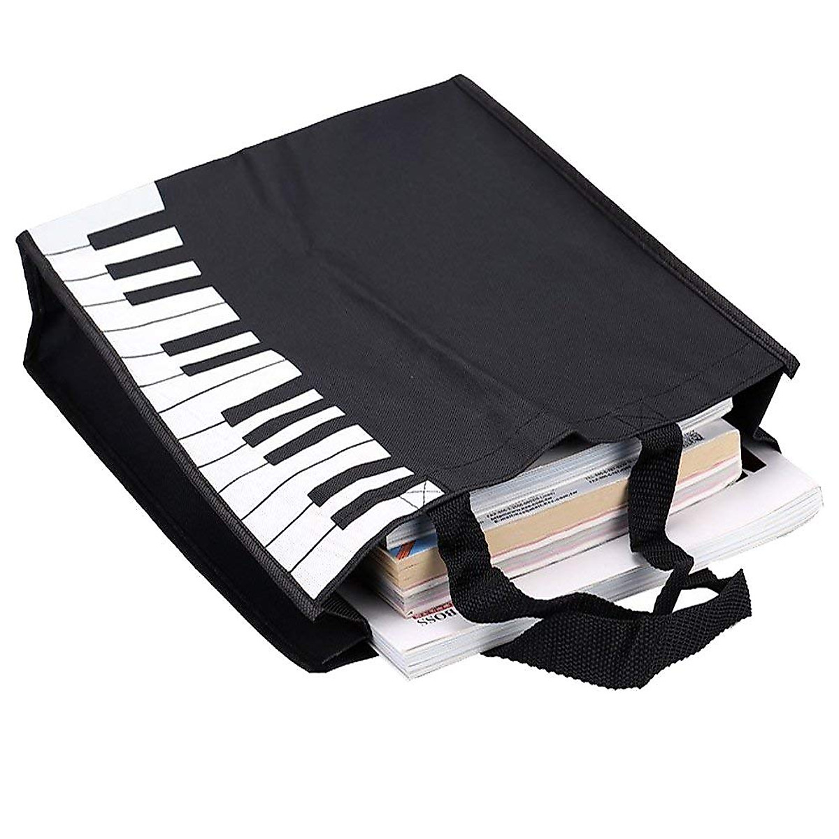 COCOMK Piano Keys Handbag Reusable Grocery Bag Shoulder Shopping Bag Tote Bag for Music Teacher Gift Bag