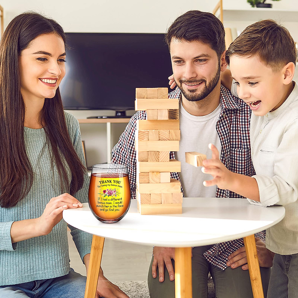 Patelai Thank You for Being My Stepmom Wine Glass, Second Mom Stepmother Mommy Gifts for Mother's Day Christmas Birthday, 17 oz Wine Glass for Step Mother, Mother in Law