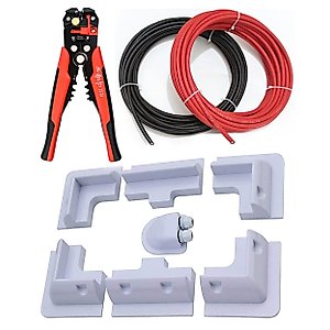 Qihengzhijia 10PCS Solar Cable Entry Gland Box,ABS Solar Panel Mounting Brackets Kit, 1 Automatic Wire Stripper, 14AWG Solar Extension Cable for RV, Boats, Caravans
