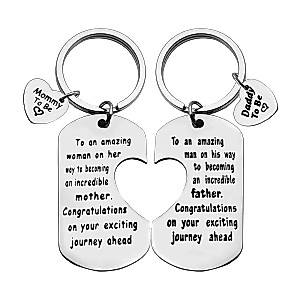 Mom to Be Gifts Daddy to Be Keychain Set Pregnancy Announcement Gift Baby Announcement Jewelry Gift Parents to Be Gift New Dad First Time Mom Keyring Gifts Future Mother Father Gift New Parents Gifts