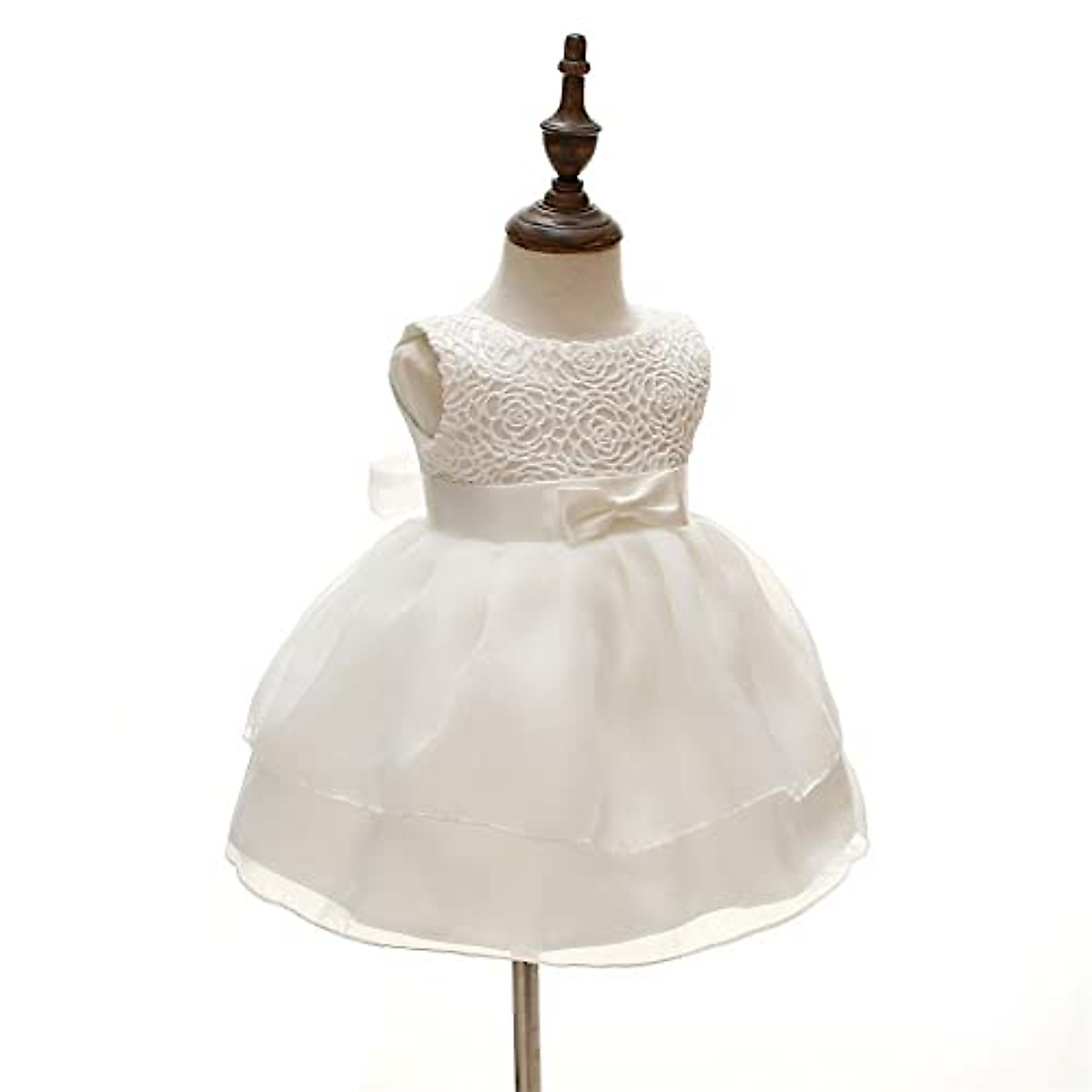 Coozy Toddler Baby Girl Dress Princess Christening Baptism Gowns Pageant Bow Formal Dresses (Ivory, 12M/12-15months)
