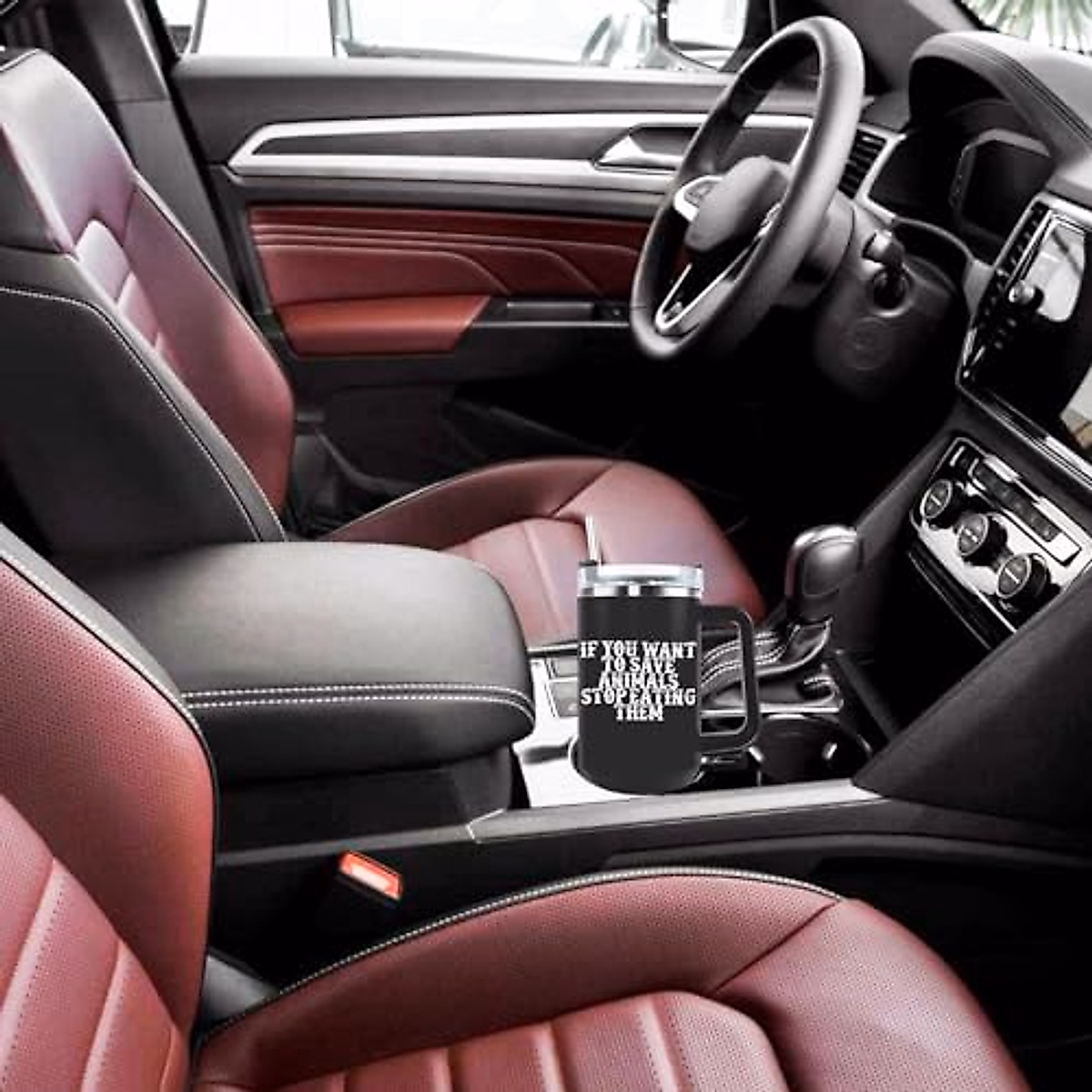 40 oz Tumbler with Handle If You Want to Save Animals Stop Eating Them Tumbler Personalized Tumblers with Lid and Straw Insulated Tumbler Stainless Steel Tumblers