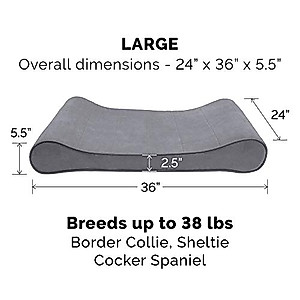 Furhaven Orthopedic Dog Bed for Large/Medium Dogs w/ Removable Washable Cover, For Dogs Up to 38 lbs - Microvelvet Luxe Lounger Contour Mattress - Gray, Large