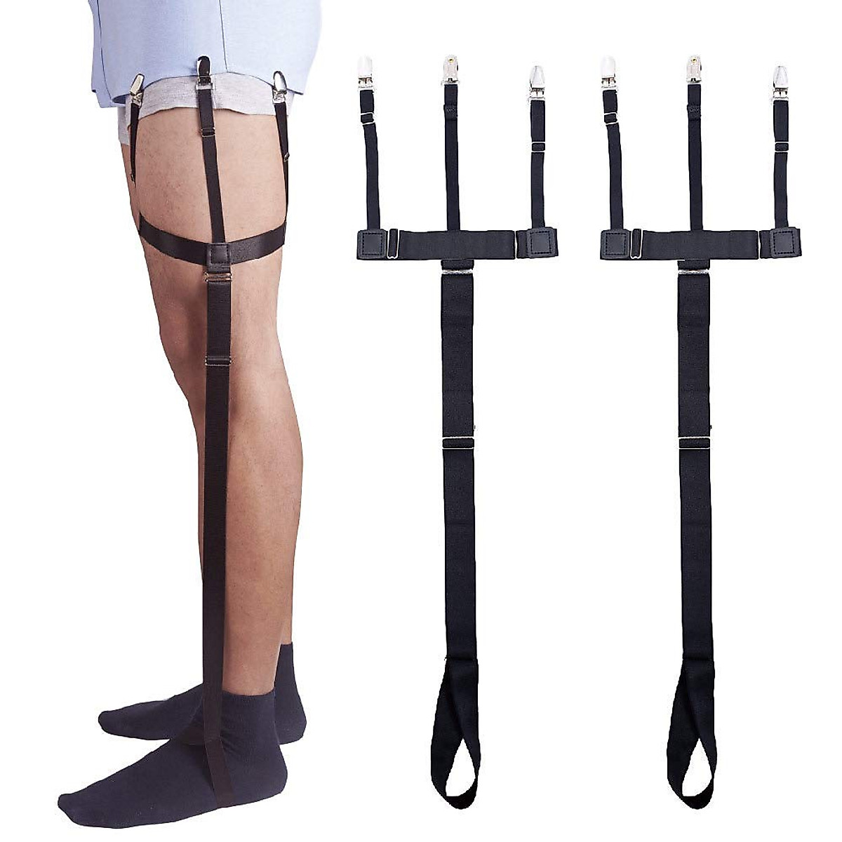 JUMYGEAR Stirrup Shirt Stays for Men or Police or Military, Shirt Suspenders Strap Shirttail Tucked in,2Pack-1 Pair