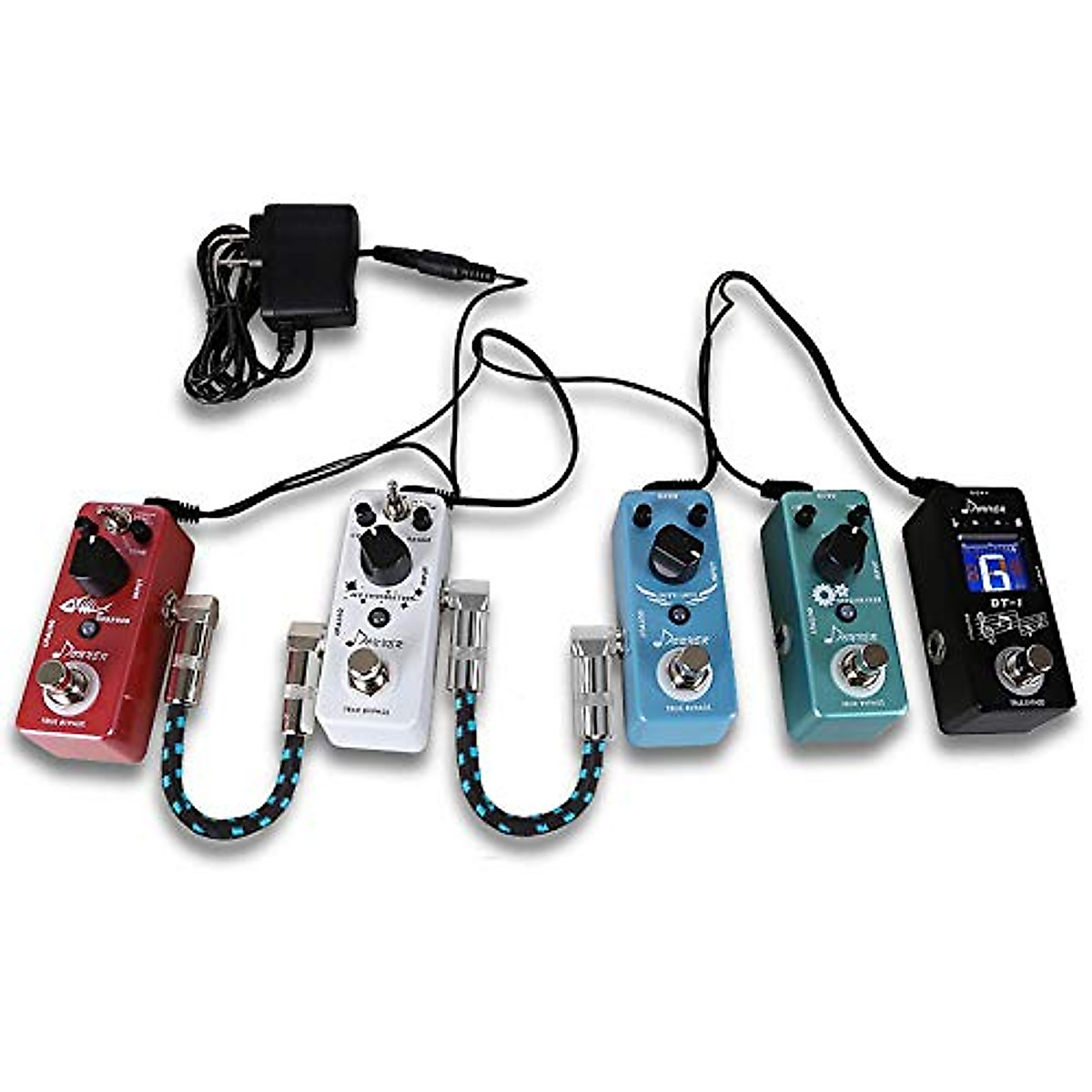 BARDESTU Guitar Patch Cables, 2 Pack 6 inch 1/4 Right Angle Plugs Pedal Short Effect Cable Low Noise Guitar Pedalboard Patch Cords with 4 Picks for Instrument Effects and Pedal Boards