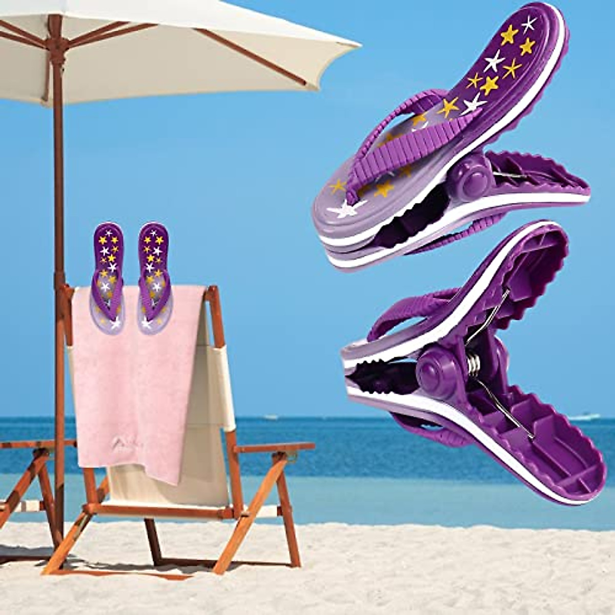 2 Pack Beach Towel Clips Strong Beach Chair Hanger Clips Clothes Clips Large Novelty Sunbed for Lanyards Beach Chairs Deck Patio Pool Boat Cruise Lounge Accessories Must Haves Ship Cards
