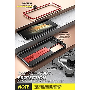 SUPCASE Unicorn Beetle Pro Series Case for Samsung Galaxy S21 Ultra 5G (2021 Release), Full-Body Dual Layer Rugged Kickstand Case with S Pen Slot (Ruddy)