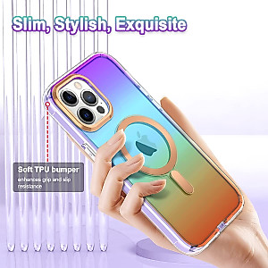 Rancase MagSafe-Compatible iPhone 12 Pro Max Case with Screen Protector, Shockproof Full Body Cover for Women & Girls, 6.7", Purple