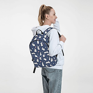 FeHuew 16 inch backpack Kawaii Rabbit White Bunnies Laptop Backpack Full Print School Bookbag Shoulder Bag for Travel Daypack