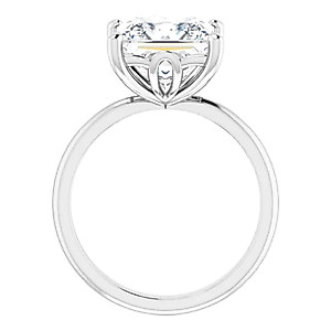 10K Solid White Gold Handmade Engagement Rings, 4 CT Princess Cut Moissanite Diamond Solitaire Wedding/Bridal Rings for Women/Her, Minimalist Anniversary Ring Gifts (8.5)